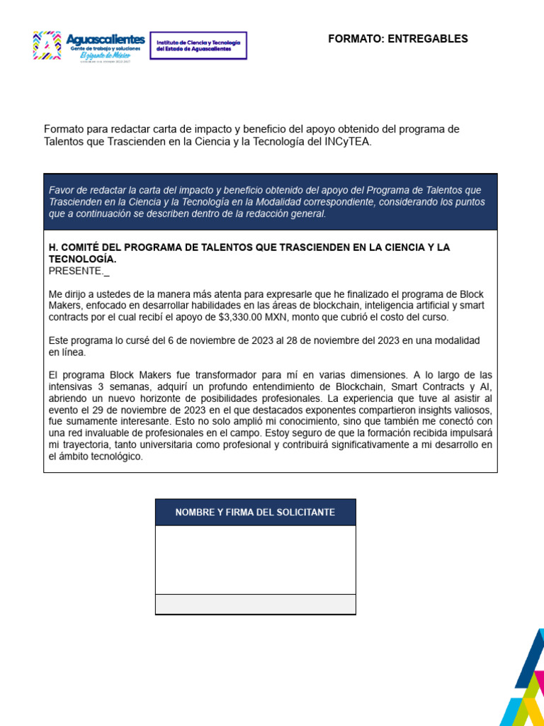 Formato Entregables | PDF