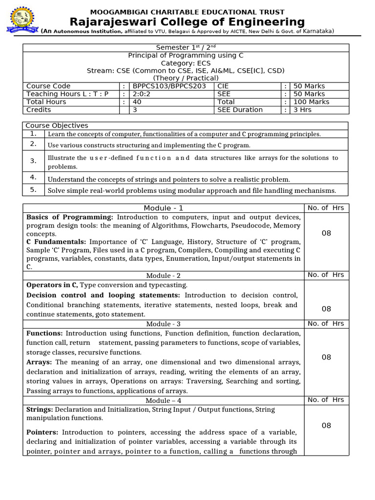 01 Principal of Programming Using C | PDF | Pointer (Computer Programming) | Computer Program