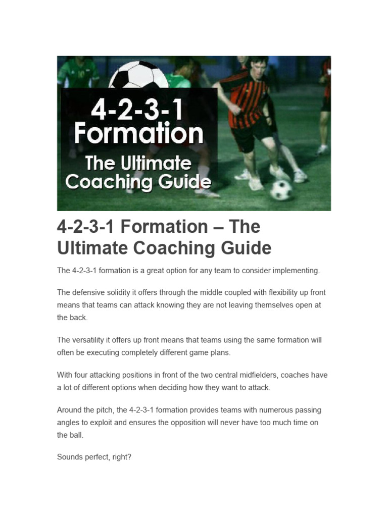 4-2-3-1 Rôle Des Joueurs Anglais | PDF | Forward (Association Football) | Defender (Association ...