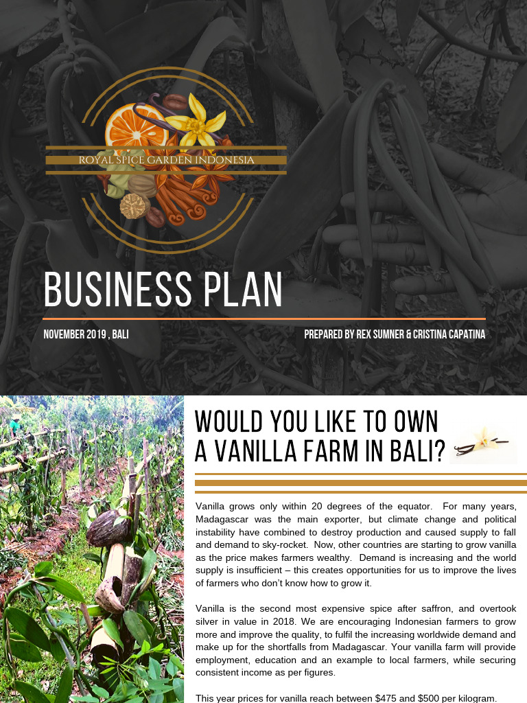 Bali Vanilla Farm Business Plan | PDF | Vanilla | Loans