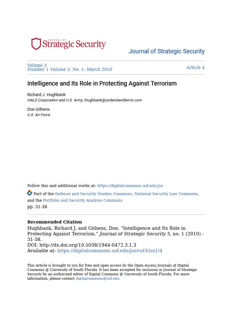 Intelligence's Role in Countering Terrorism | PDF | Military ...