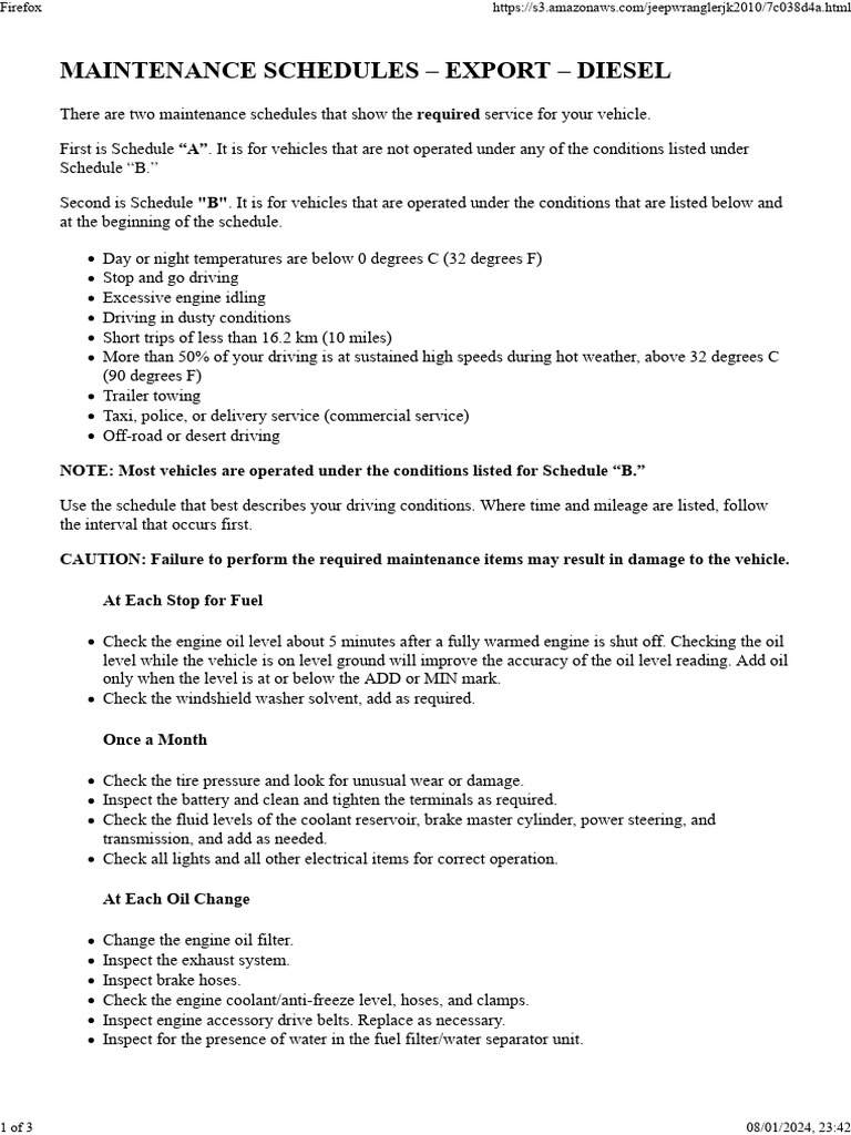 Jeep Jk Maintenance Schedule Pdf