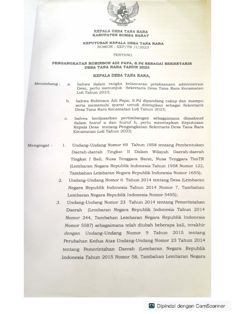 SK Sekdes Tana Rara | PDF