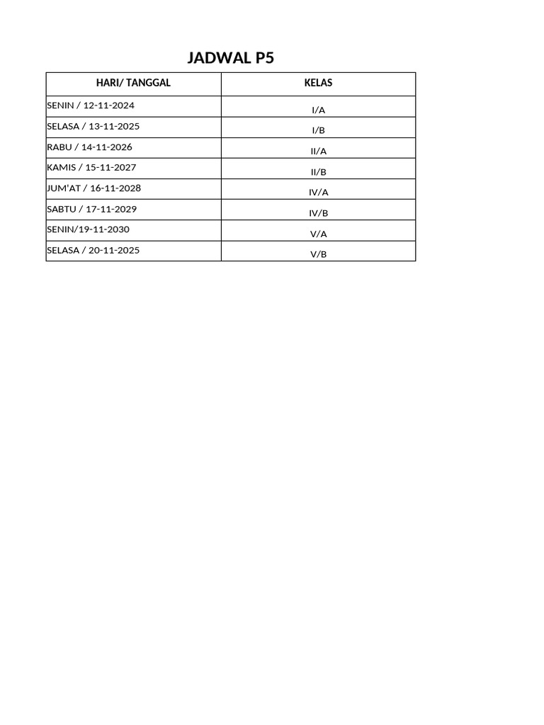 Jadwal P5 | PDF
