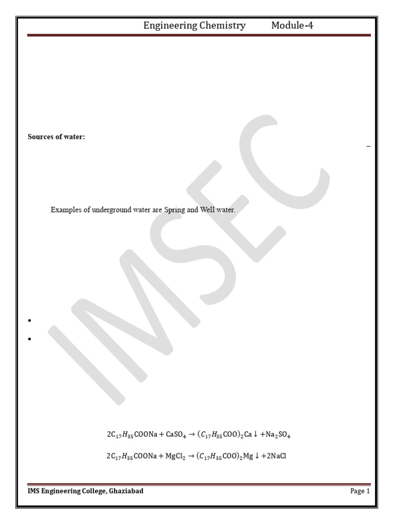 Unit 4 - Water Analysis Part - I | PDF | Ion Exchange | Calcium