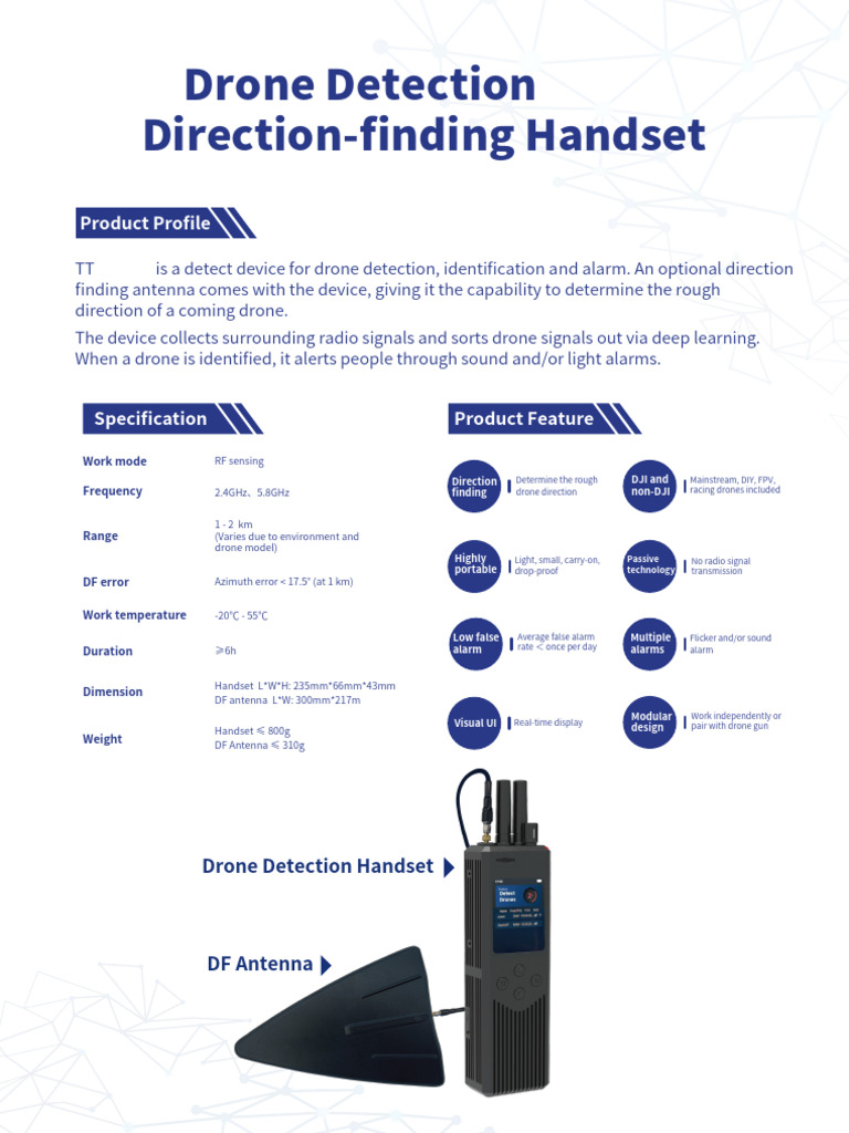 TTSKW02 Drone Detection Direction-Finding Handset | PDF