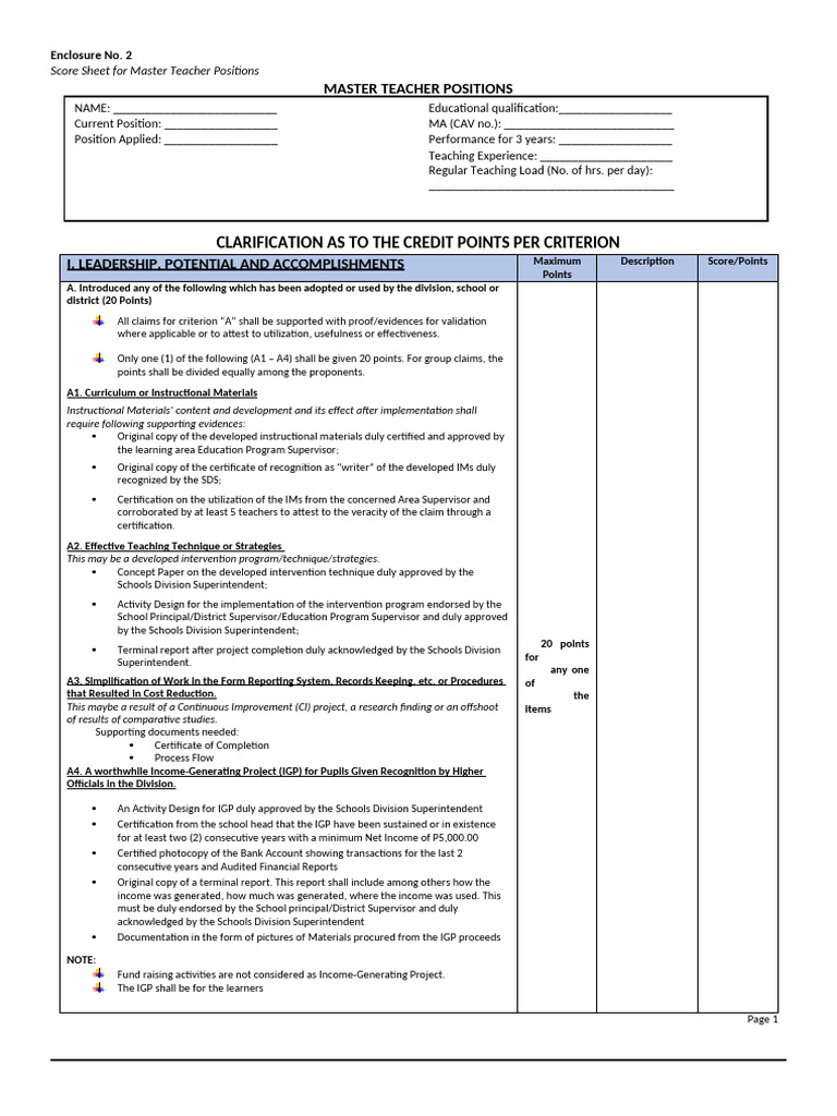 Enclosure No.2 Master Teacher Positions | PDF | Teachers