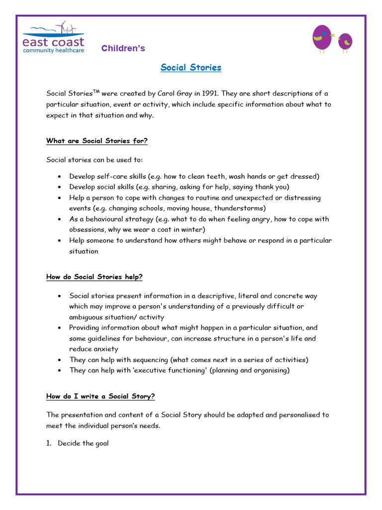 1-social-stories-handout | PDF | Psychology | Cognition