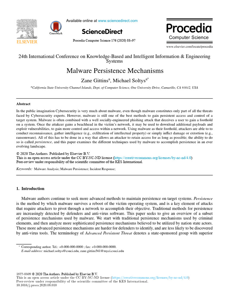 Malware Persistence Mechanisms | PDF | Component Object Model | Windows Registry