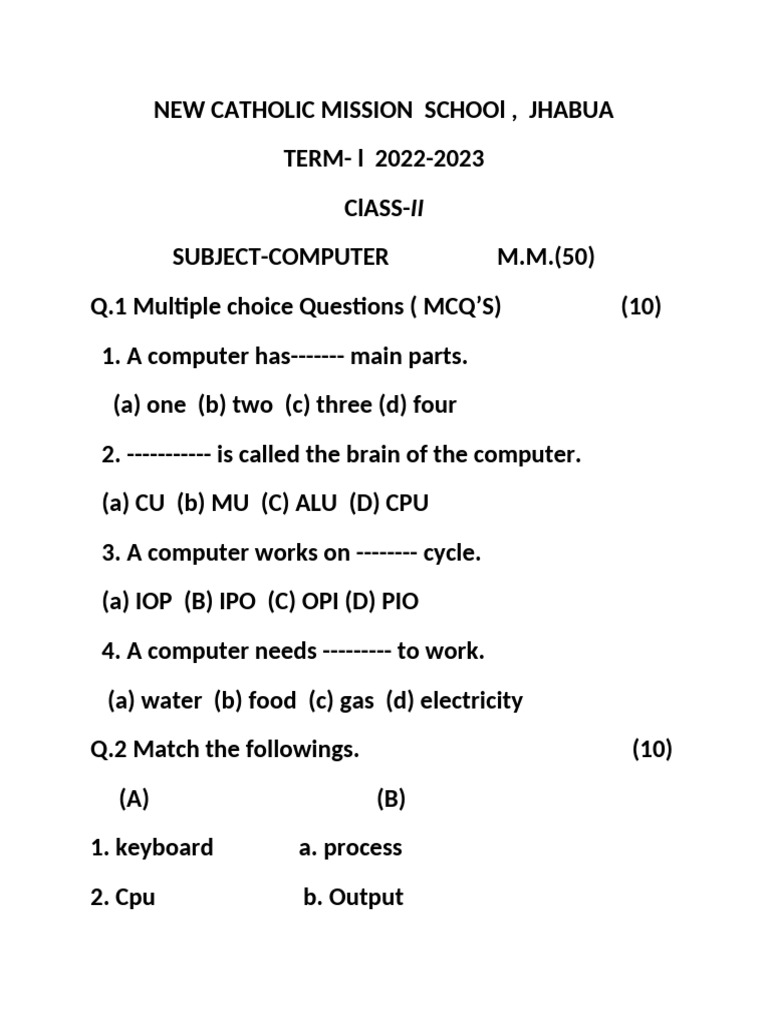 Class 2 Computer (2022-23) | PDF
