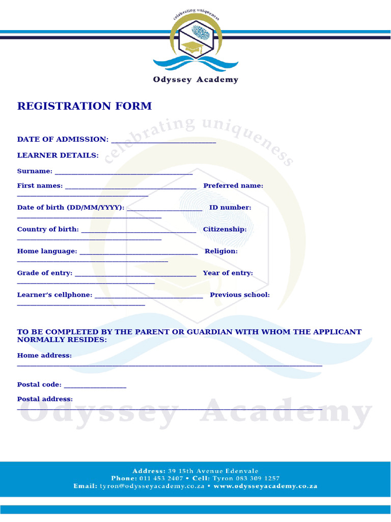 Registration Form Edenvale | PDF | Government And Personhood | Social ...