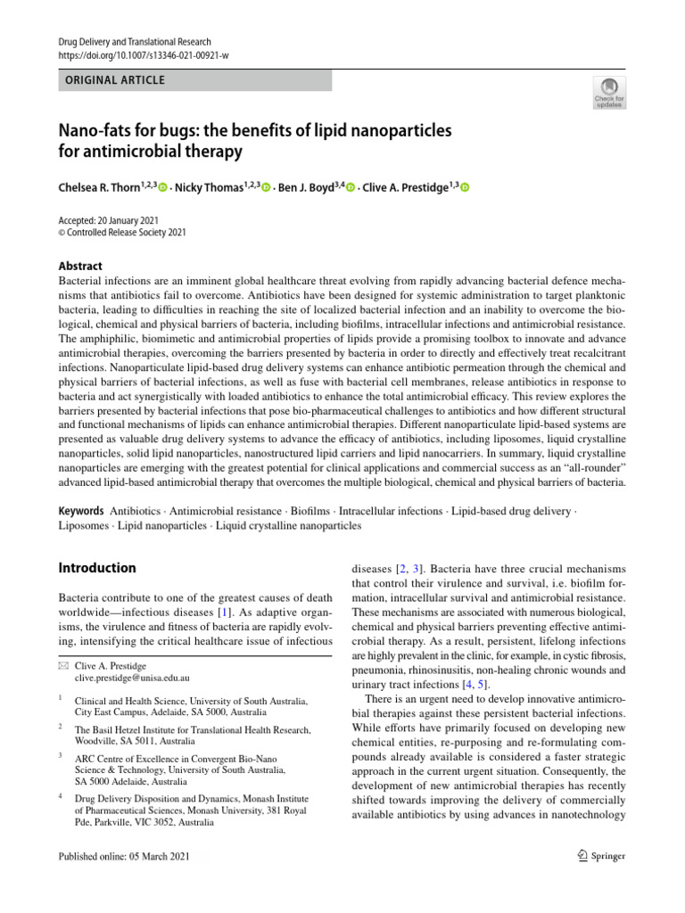 Nano Fats For Bugs The Benefits of Lipid Nanoparticles | PDF | Biofilm ...