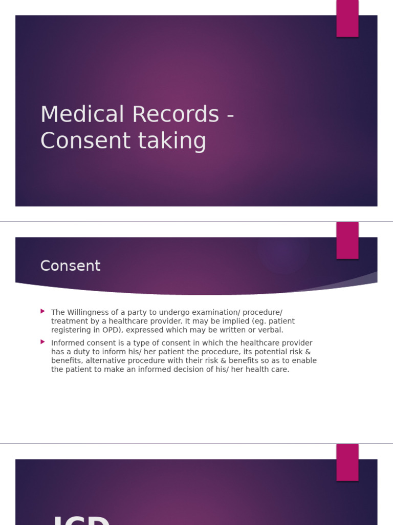 Medical Records - Consent Taking, ICD, Storage and RP | PDF ...