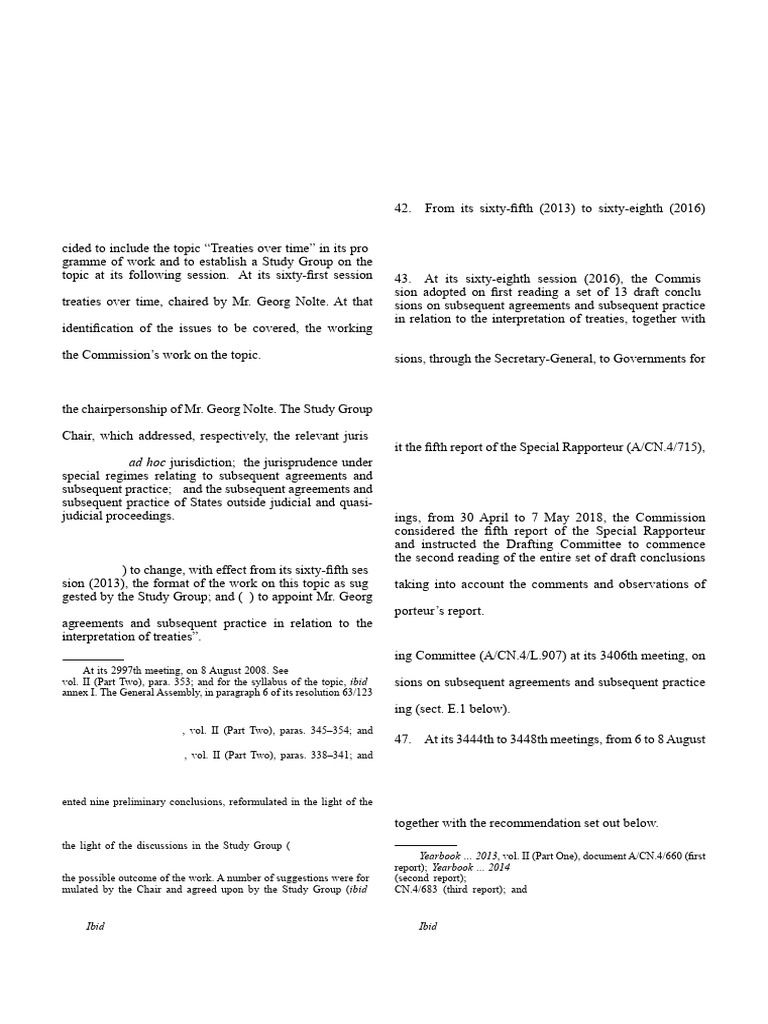 ILC, Conclusions On Subsequent Agreements and Subsequent Practice in Relation To The ...