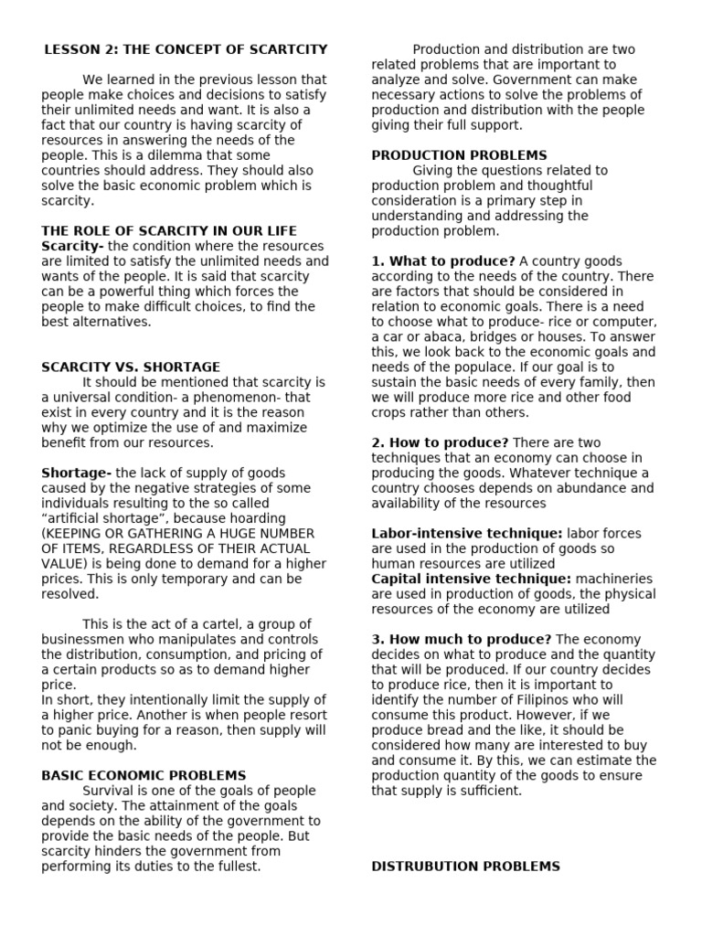 Understanding Scarcity in Economics | PDF | Goods | Resource