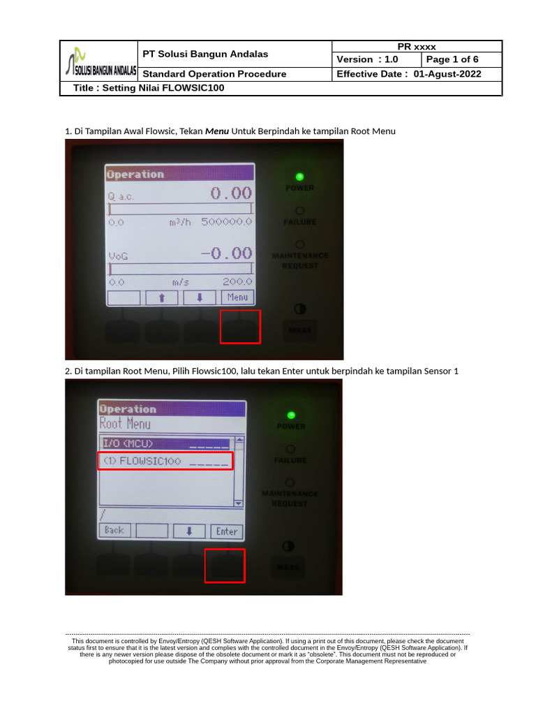 Sop Setting Nilai Flowsic100 | PDF | Computers | Technology & Engineering