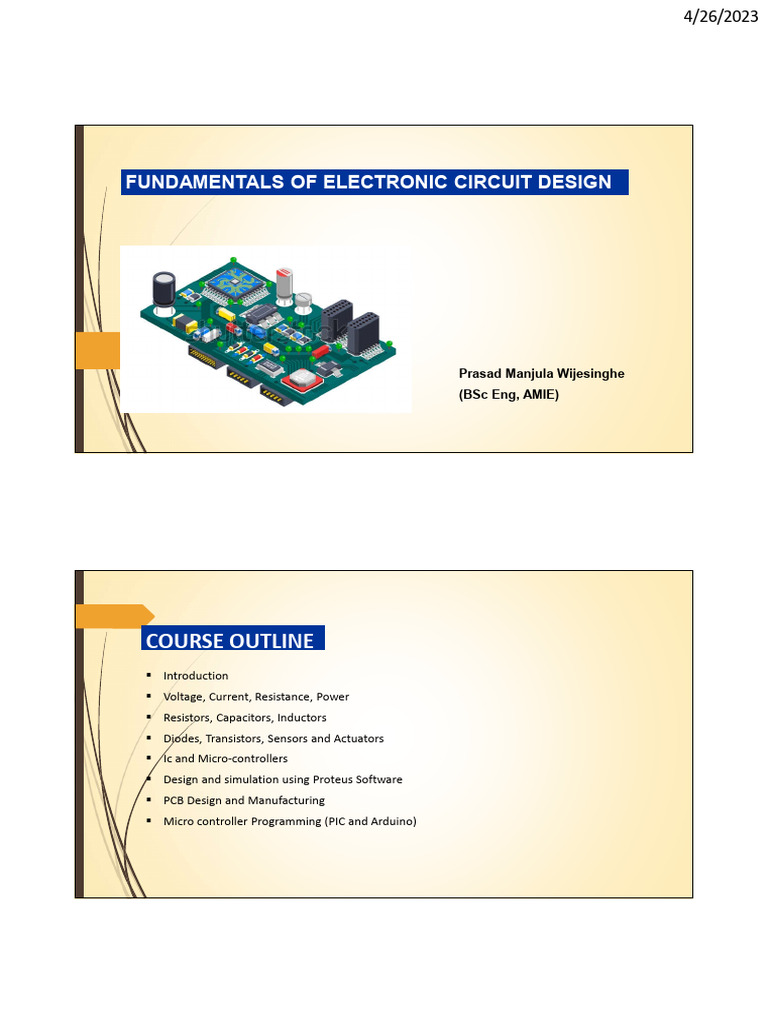 Fundamentals of Electronic Lecture Note 1st Date | PDF | Resistor | Electrical Resistance And ...