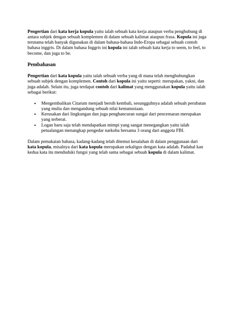 Pembahasan: Pengertian Kata Kerja Kopula Kopula Kopula | PDF