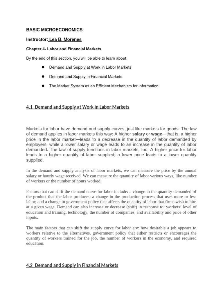 BA C211 Chapter 4 Labor and Financial Markets | PDF | Labour Economics ...