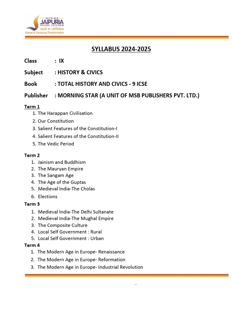 History Class 9 2024 25 | PDF