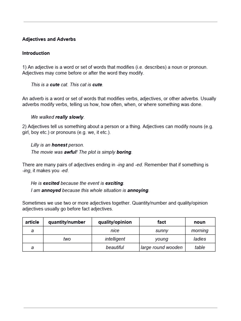 Adjectives and adverbs | PDF | Adjective | Adverb