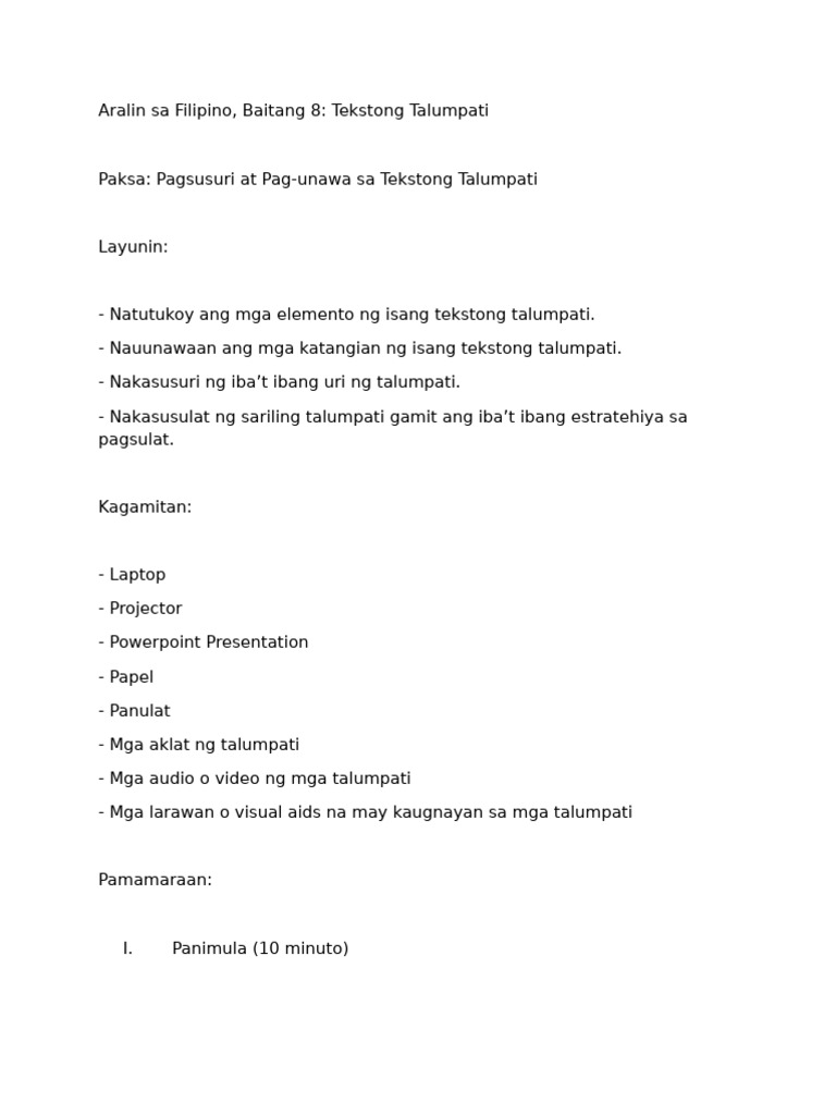 Fil 8 Lesson 2 | PDF