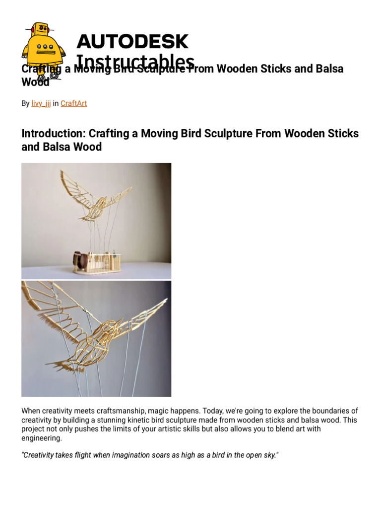 Crafting A Moving Bird Sculpture From Wooden Sticks and Balsa Wood - 23 ...