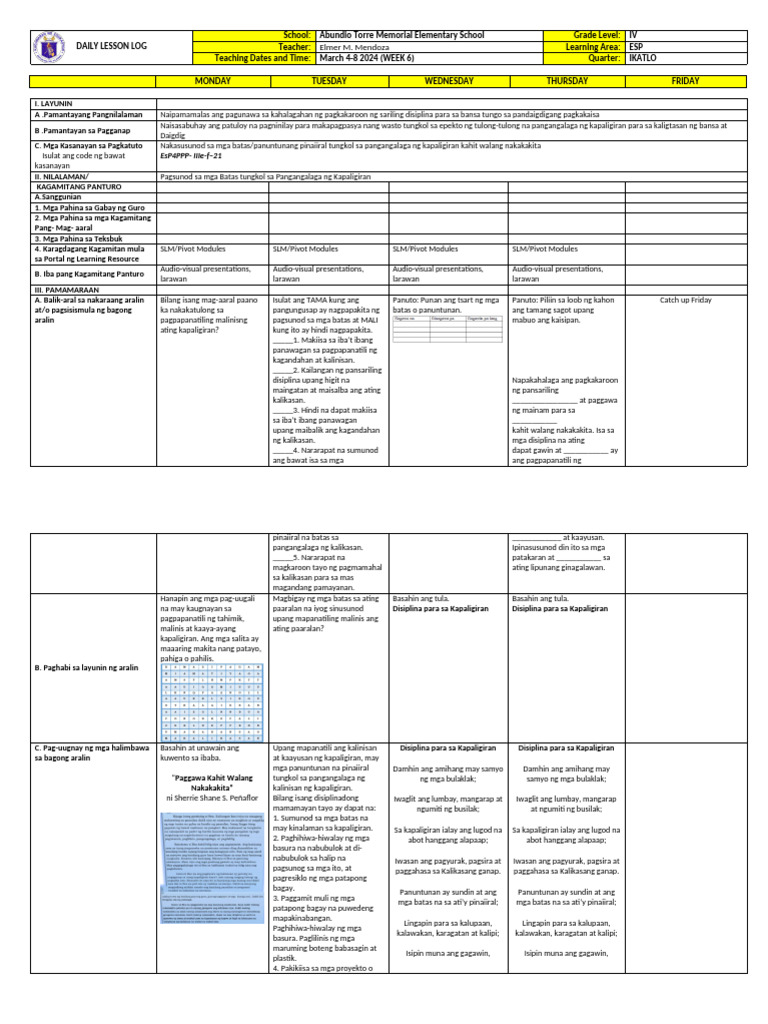 DLL ESP 4 Q3 W6 NakasusunodsamgaBatas | PDF