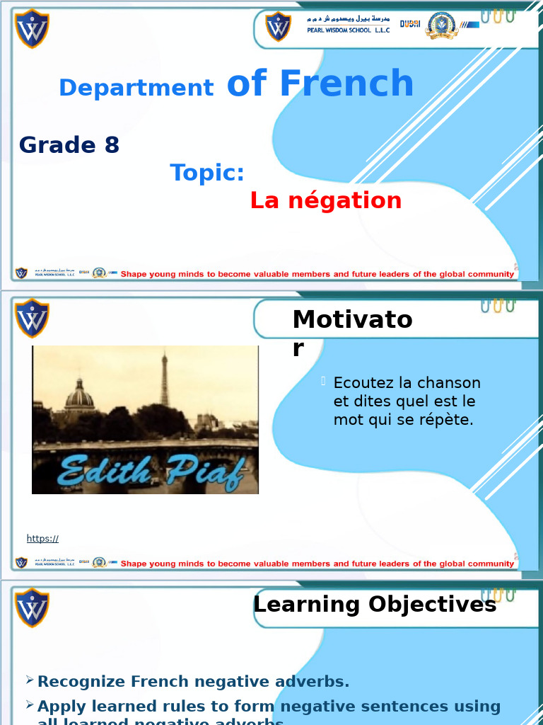 La Négation en Français pour 8e | PDF | Grammaire | Linguistique