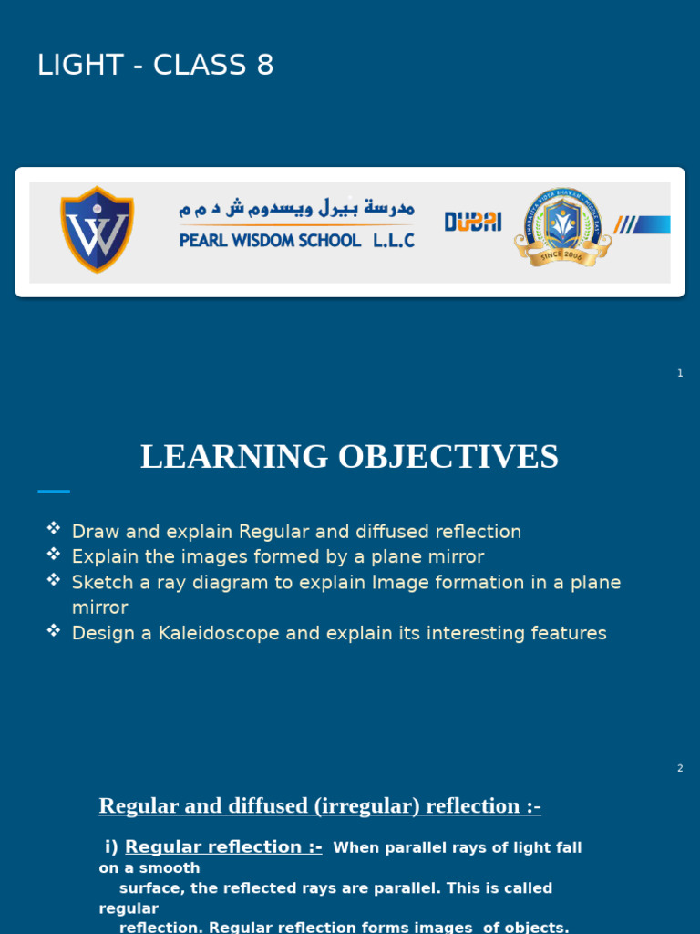 Light Ppt 2 Pdf Mirror Reflection Physics
