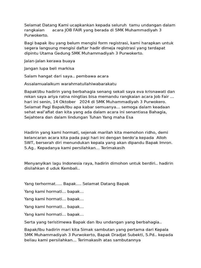 Susunan Acara Job Fair | PDF