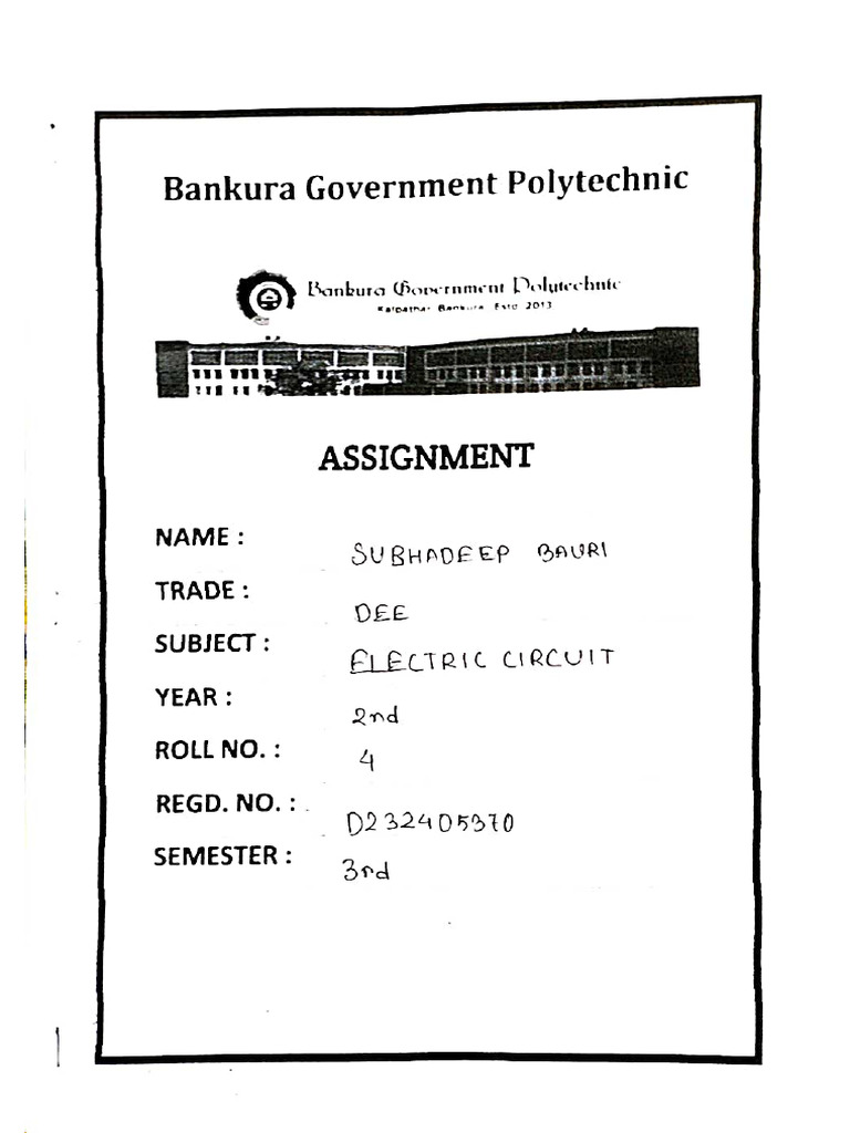 Electric Circuit Assignment - 1 | PDF