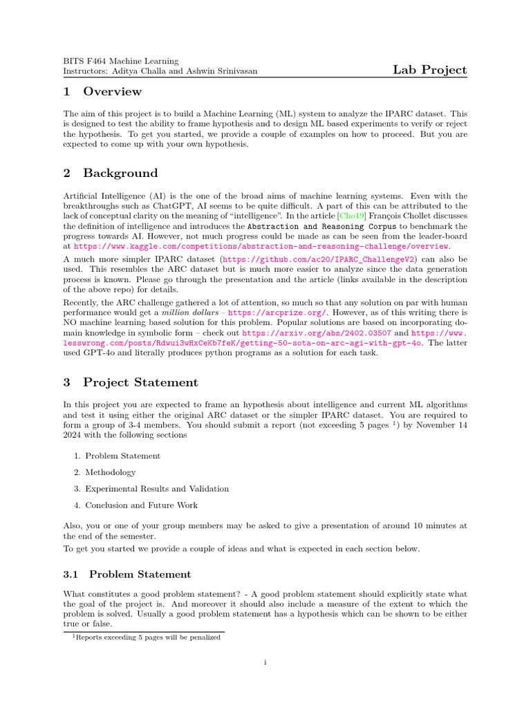 Project Statement BITS F464 | PDF | Machine Learning | Artificial Intelligence