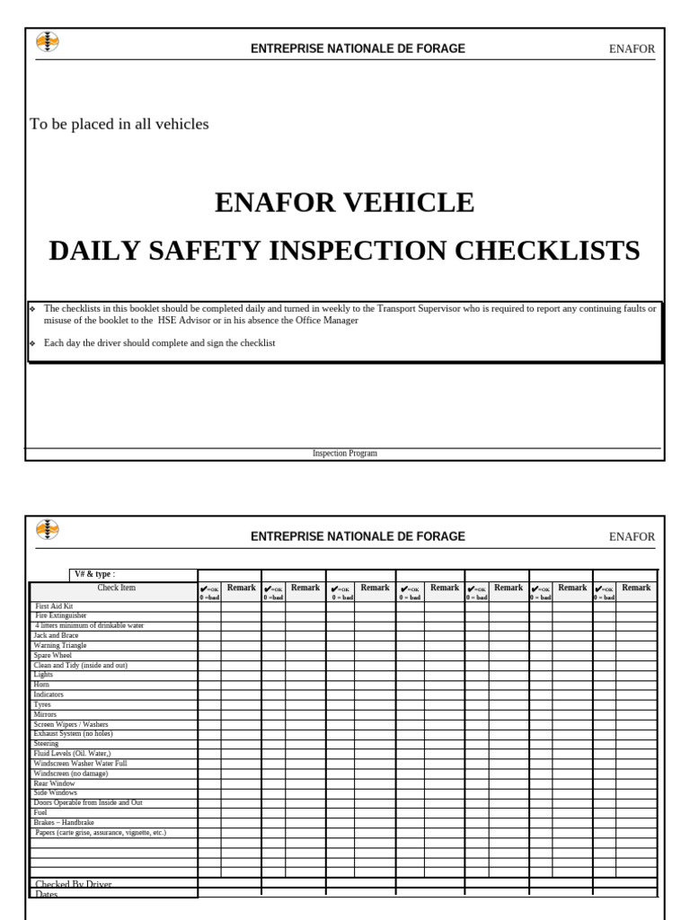 27 Vehicles Inspection Checklist | PDF