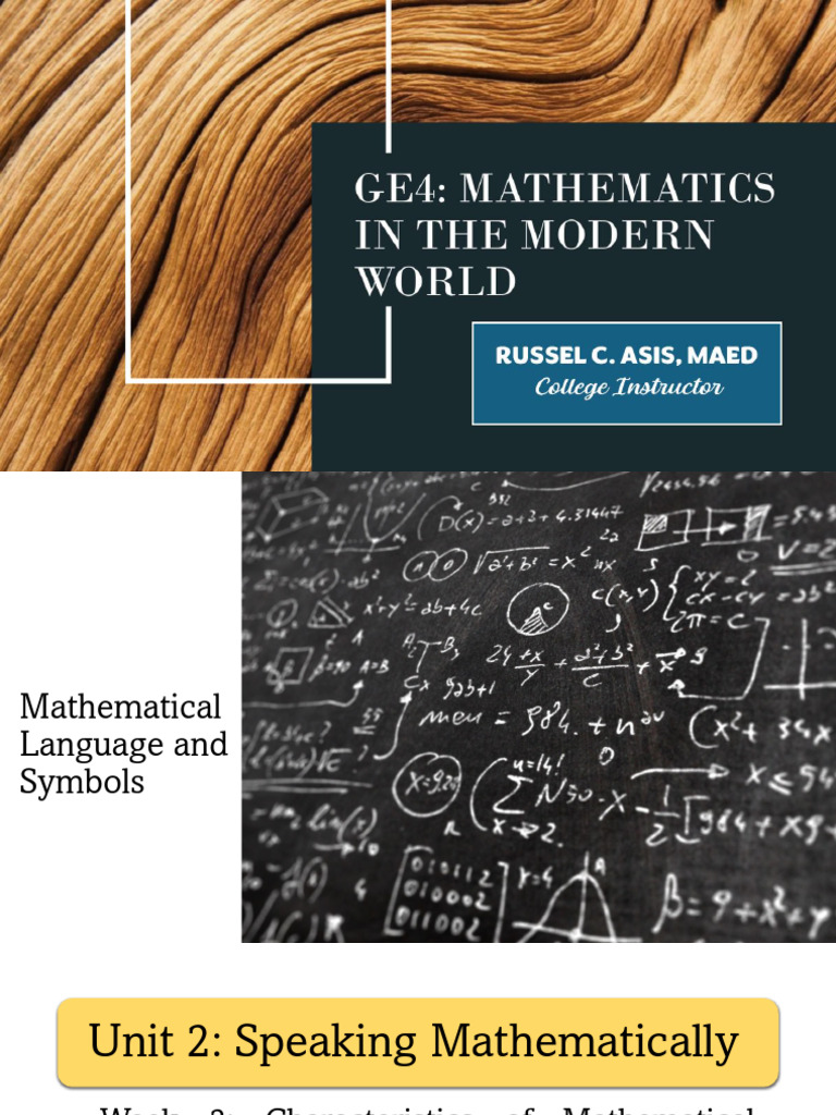 Mathematical Language & Symbols | PDF | Set (Mathematics ...