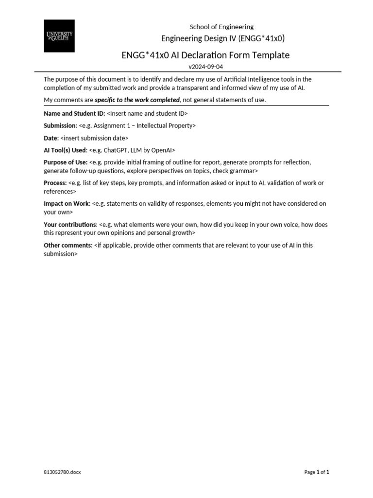 AI Declaration Form Template | PDF