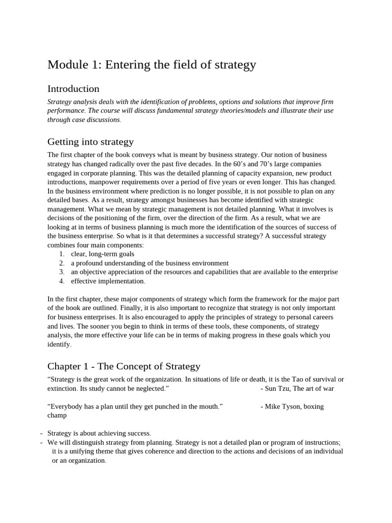 Module 1 - Entering The Field of Strategy | PDF | Strategic Management ...