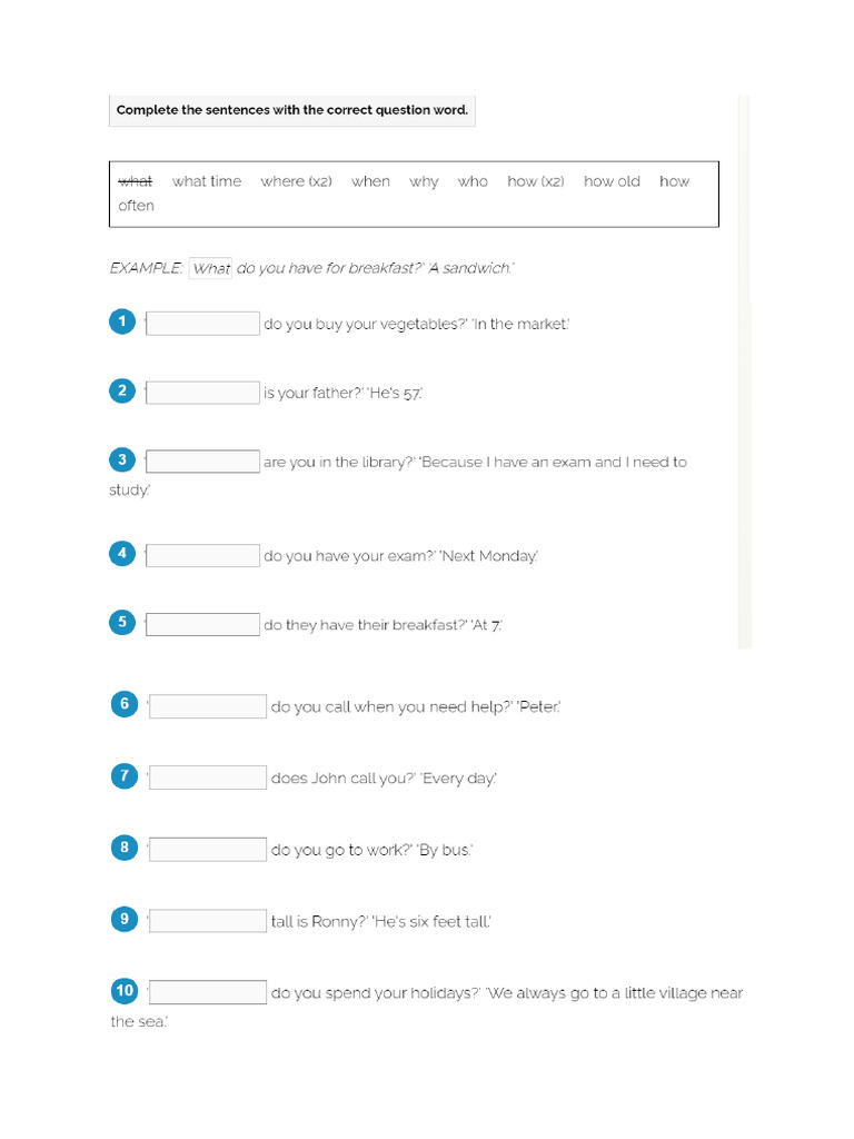 Present Simple+question Words | PDF