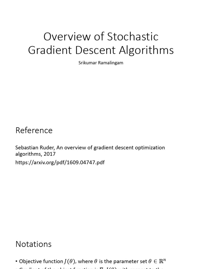 Gradient Descent Overview | PDF | Mathematics | Algorithms Gradient Descent Overview | PDF | Mathematics | Algorithms