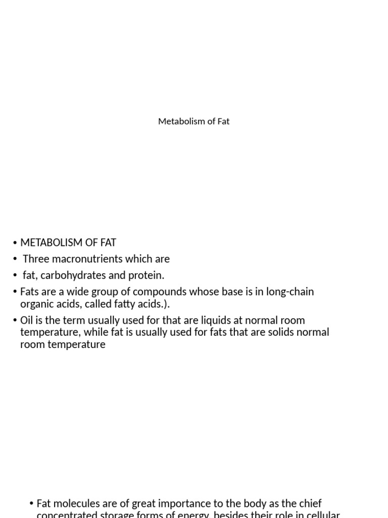 Metabolism of Fat | PDF