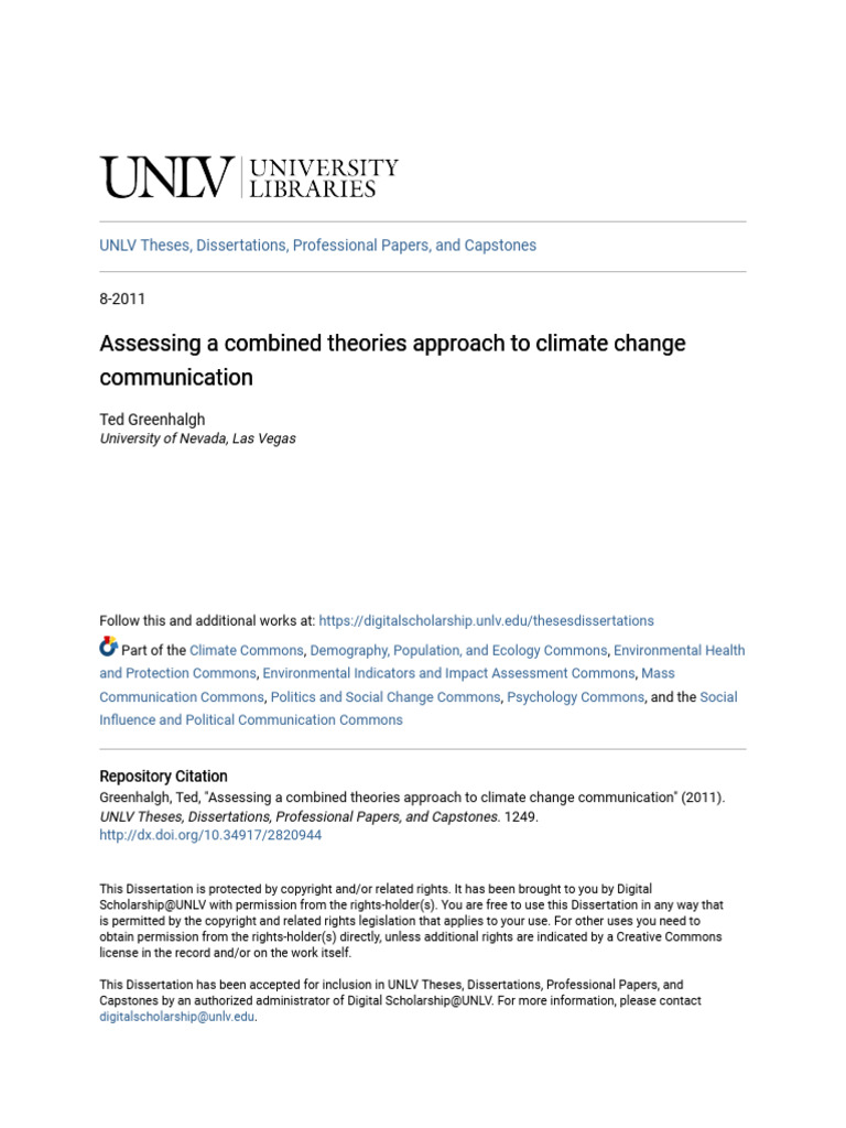A Combined Theories Approach To Climate Change Communic | PDF | Self ...