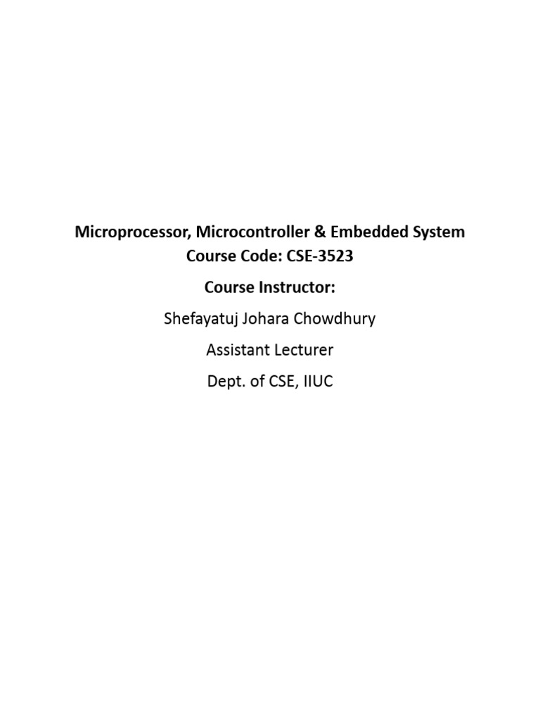 Microprocessor, Microcontrollers & Embedded System CSE 3523 Shifat | PDF | Central Processing ...