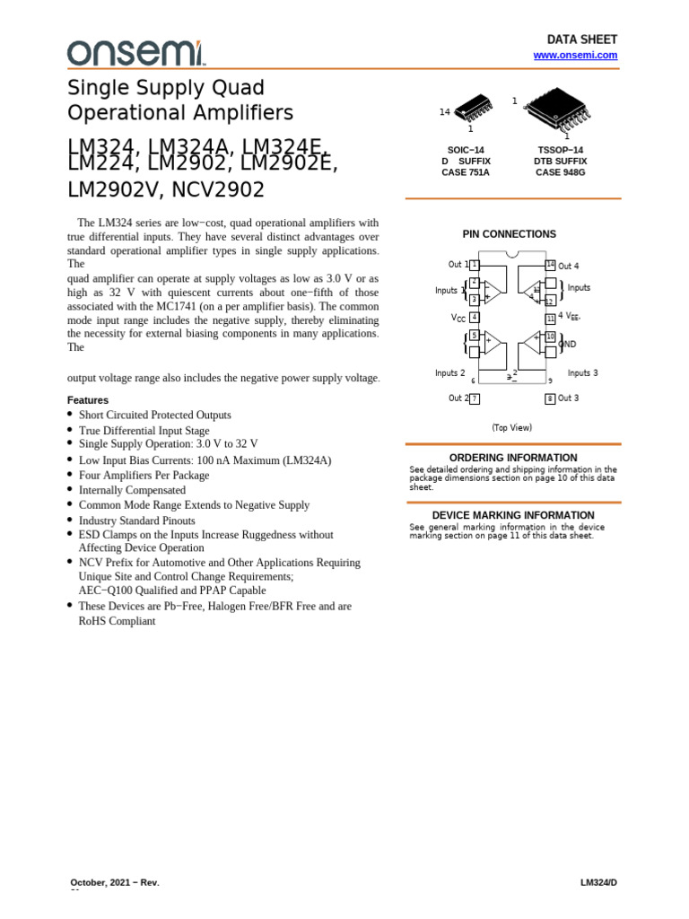 LM324 | PDF | Operational Amplifier | Amplifier
