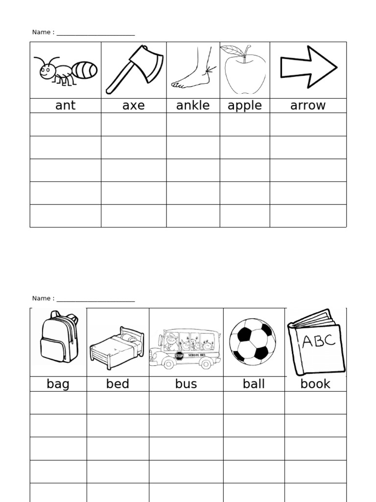 Alphabet Word List for Kids | PDF