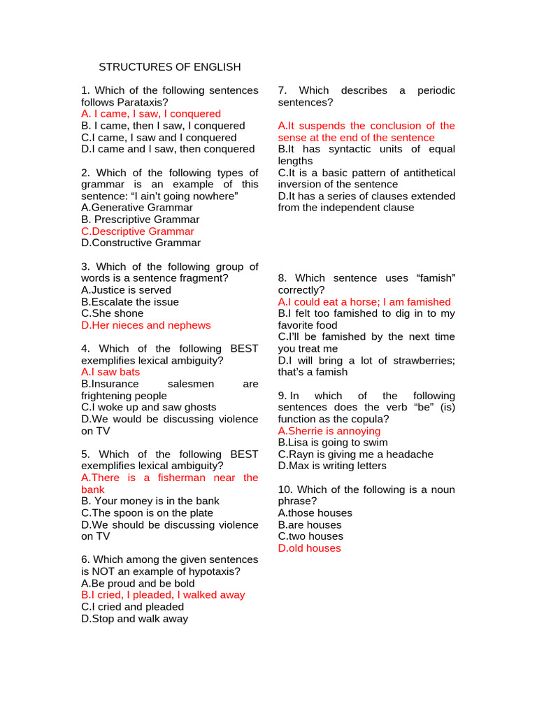 STRUCTURES-OF-ENGLISH | PDF | Clause | Verb