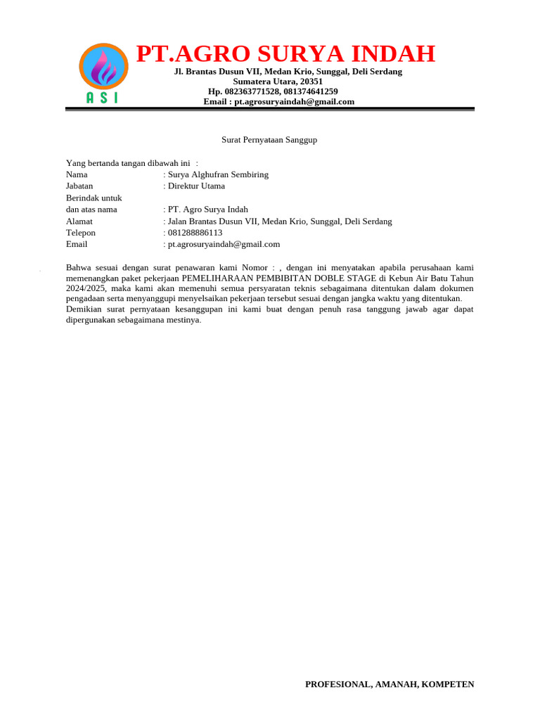 Surat SP Kesanggupan | PDF