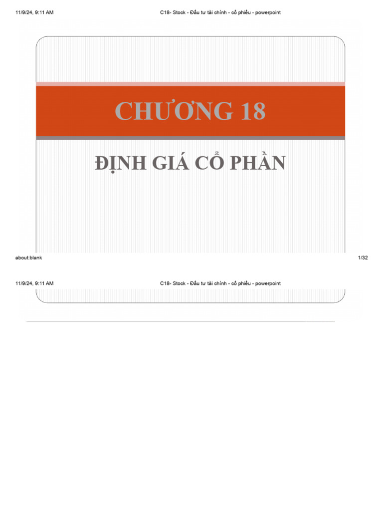 C18- Stock - Đầu tư tài chính - cổ phiếu - powerpoint | PDF