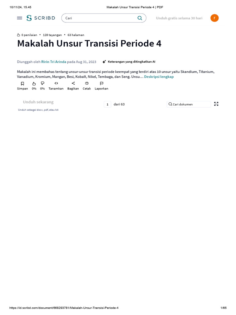 Unsur Transisi Periode 4: Analisis Lengkap | PDF | Karier & Perkembangan