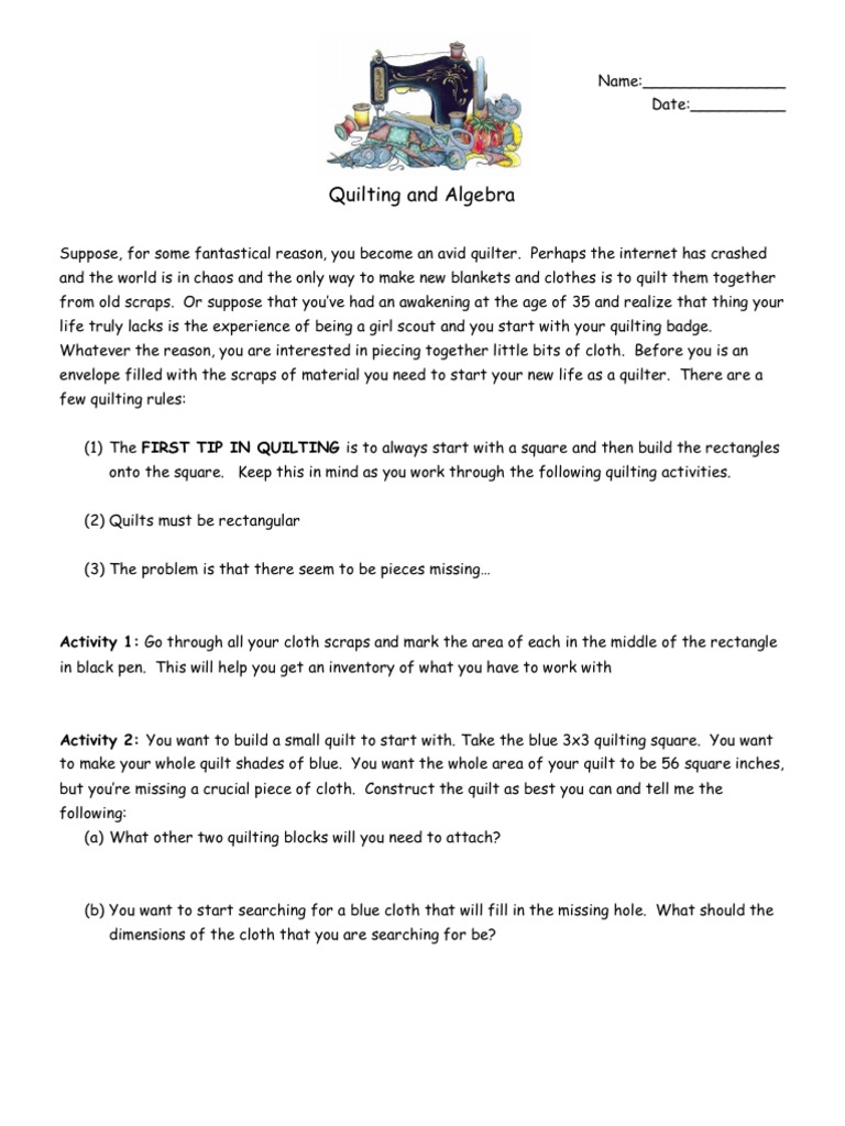 Algebra Tiles For Teaching FOIL Quilting Ws | PDF