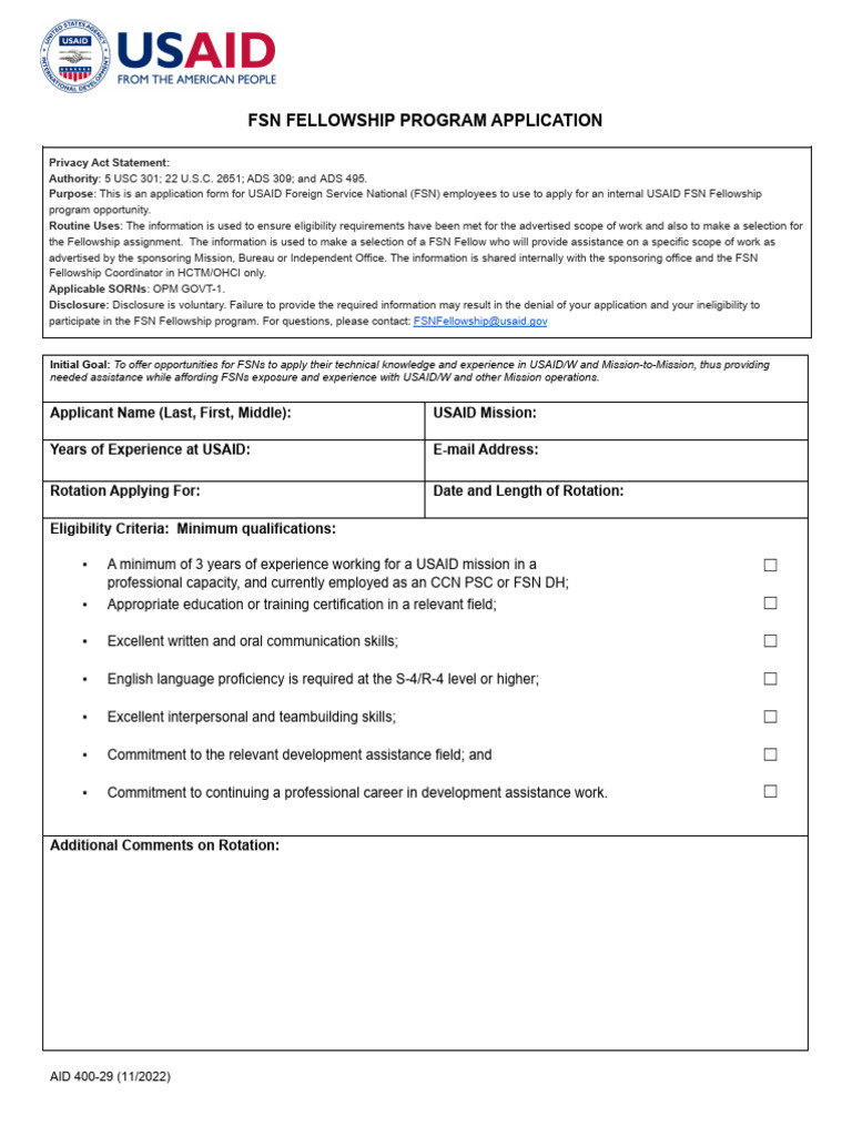 Application Form A400-29 v10 2022 Fillable STabs 112022 | PDF | United ...